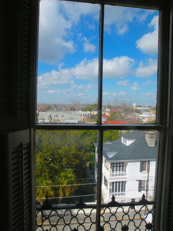 Mansion Window View of Charleston Stock Image - Image of houses ...
