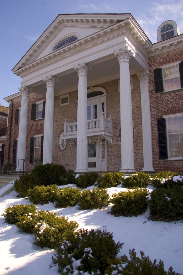 Mansion in Winter stock photo. Image of porticos, shrub - 87306