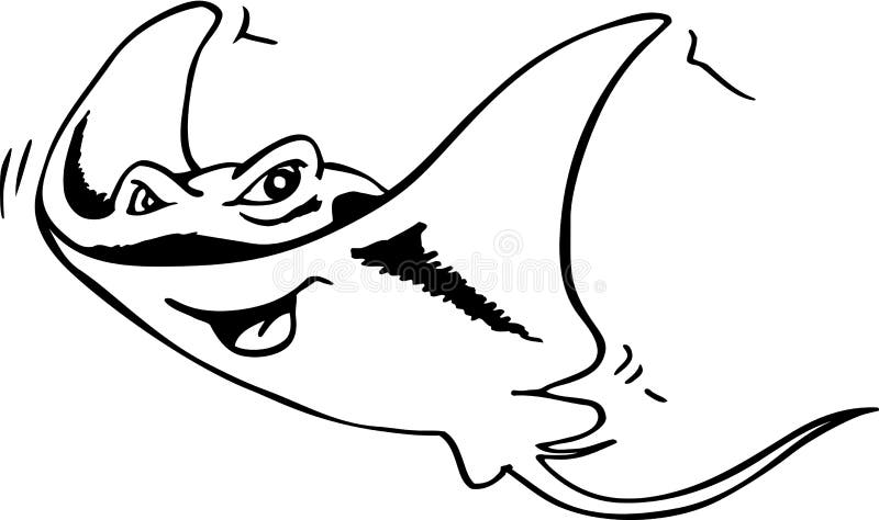 Raia De Manta Dos Desenhos Animados Ilustração Stock - Ilustração de ...