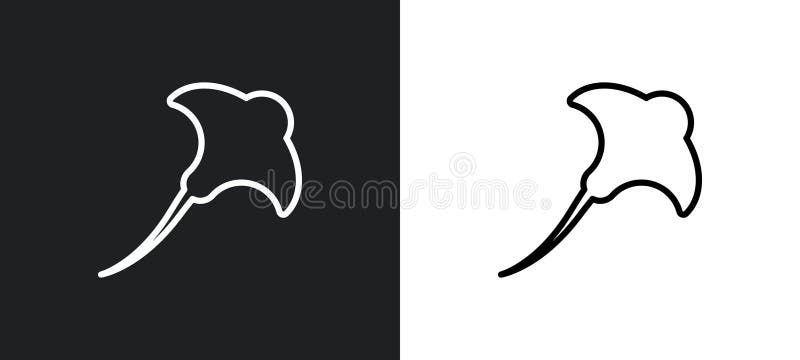 Manta Ray Outline Icon in White and Black Colors. Manta Ray Flat Vector ...
