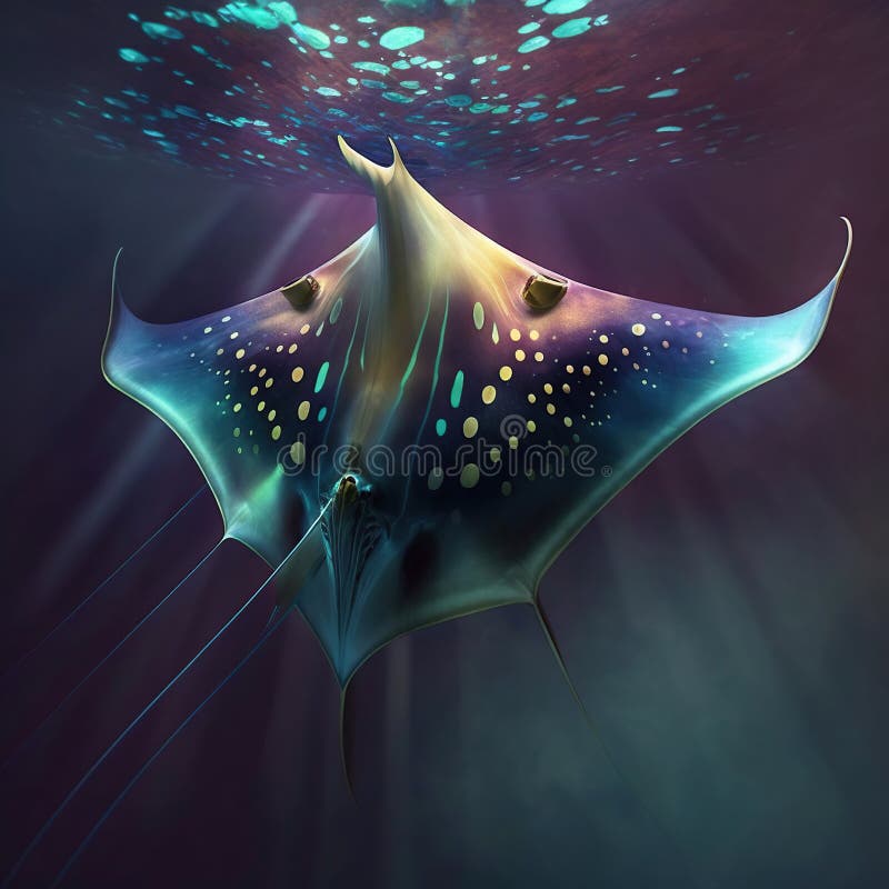 A Manta Rays with Neon Lights on it’s Body Protection of the Deep ...