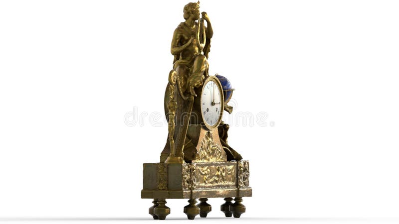 Mantelpiece Clock with a Figure of Apollo with White Background Stock ...
