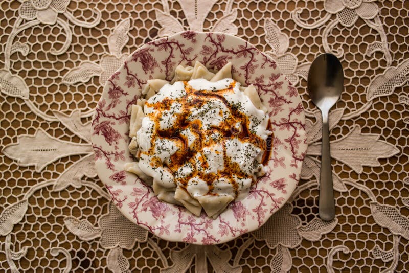 Manti / Turkish Ravioli with Yogurt. Stock Photo - Image of mint ...