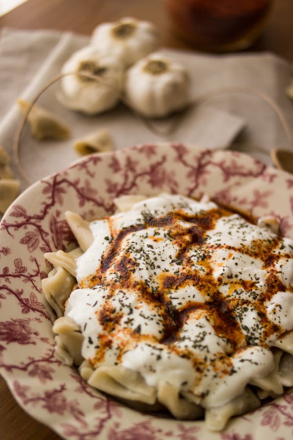 Manti / Turkish Ravioli with Yogurt. Stock Photo - Image of health ...