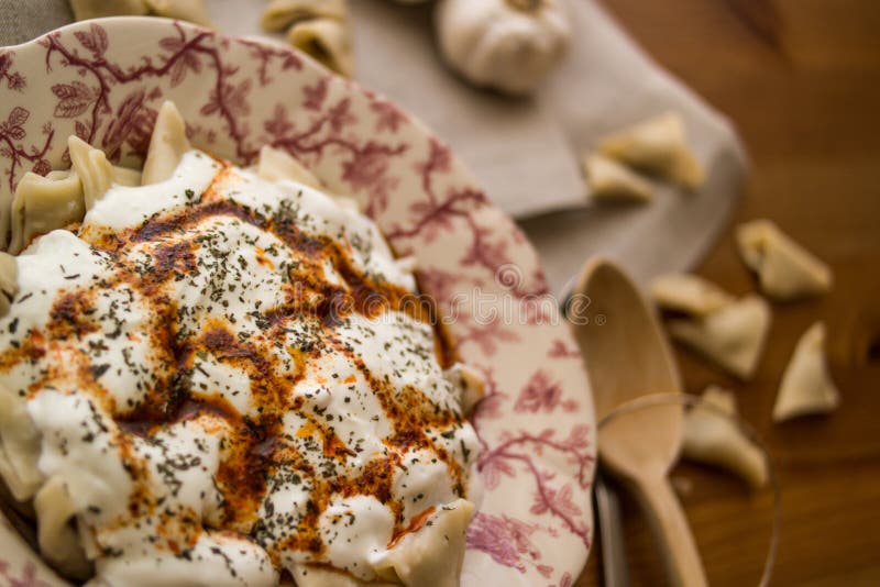 Manti / Turkish Ravioli with Yogurt. Stock Photo - Image of lunch ...