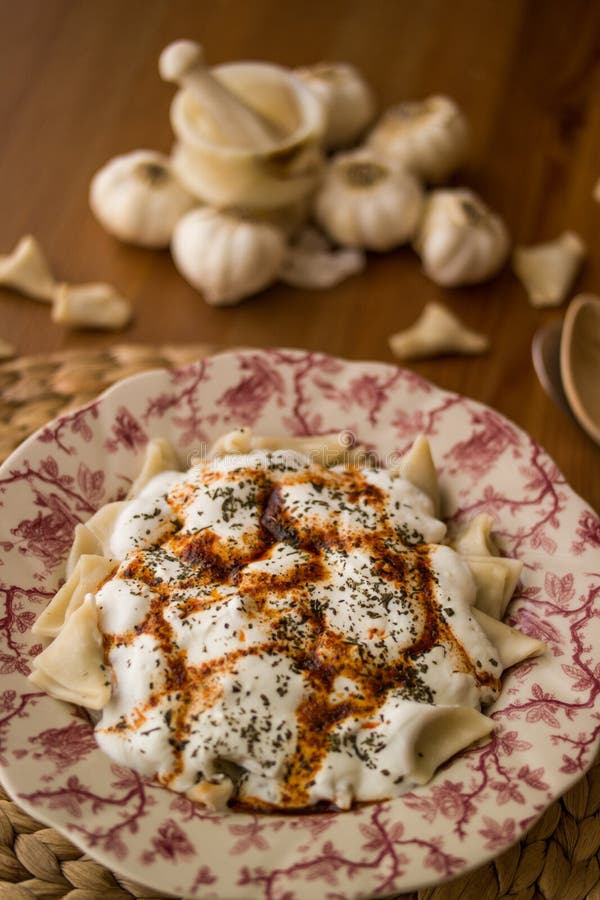Manti / Turkish Ravioli with Yogurt. Stock Photo - Image of pepper ...