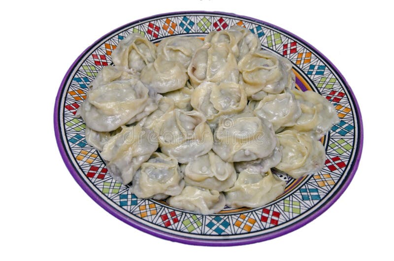 Manti Uzbek Dumplings Isolated on White Stock Photo - Image of ...