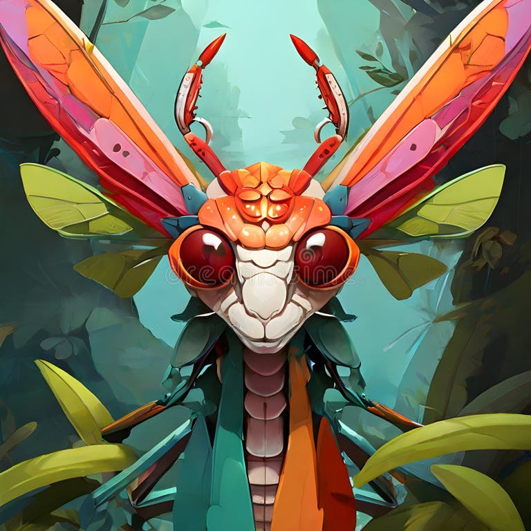 A Mantis Colorful Head Facing Front View Stock Illustration ...