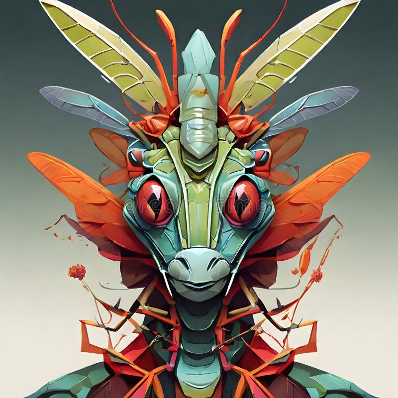 A Mantis Colorful Head Facing Front View Stock Illustration ...