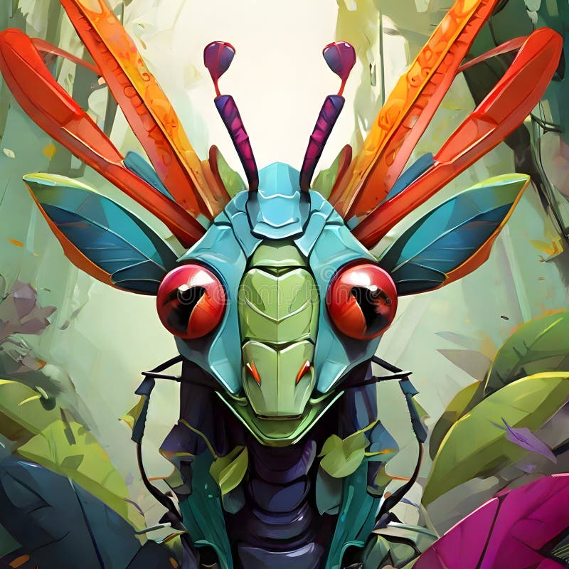 A Mantis Colorful Head Facing Front View Stock Illustration ...