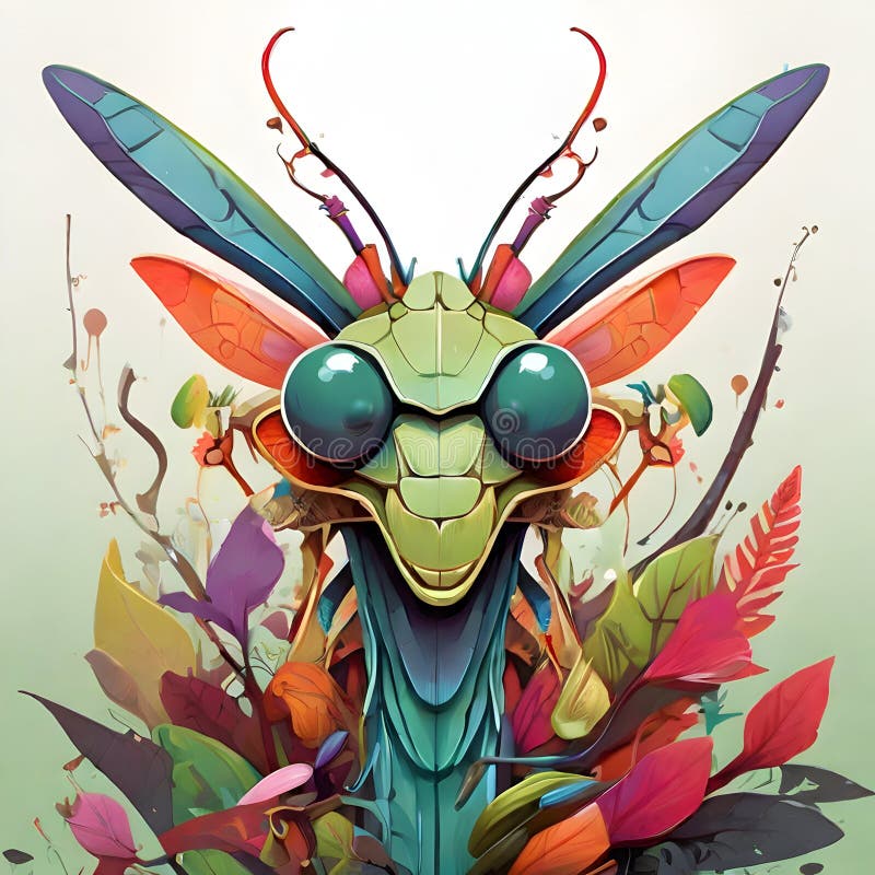 A Mantis Colorful Head Facing Front View Stock Illustration ...