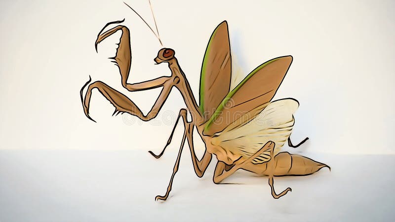 A Predatory Insect Mantis in an Aggressive Fighting Pose. Stock ...