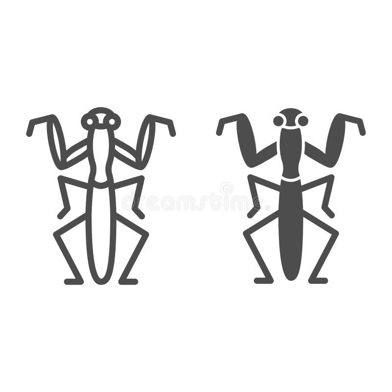Mantis Line and Solid Icon, Insects Concept, Beetle Sign on White ...