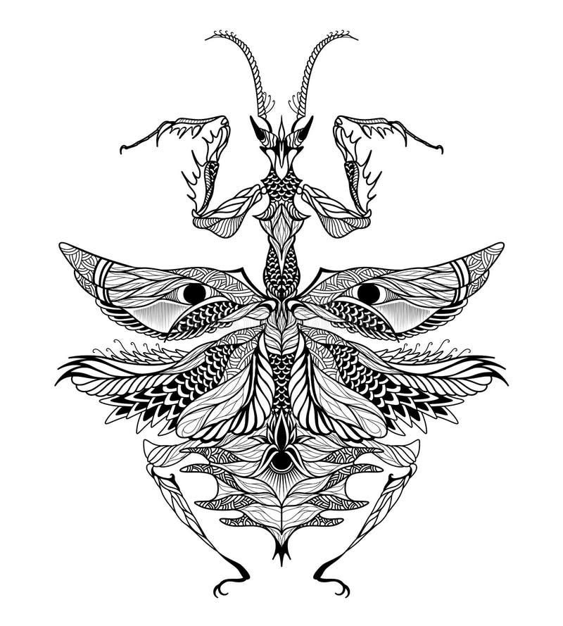 Praying Mantis Tribal Outline