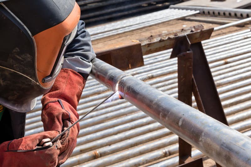 Applying a Facing Weld Using Manual Arc Welding Stock Photo - Image of ...