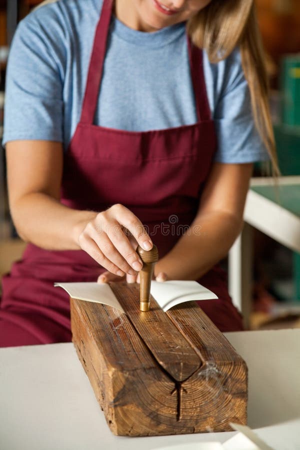 Manual Bookbinding stock photo. Image of female, employee - 58569970