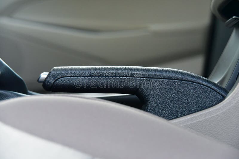 Manual Brake in Interior of Modern Car Stock Image - Image of ...
