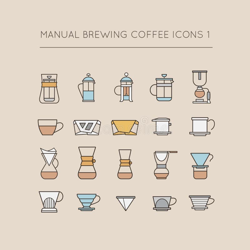 Manual Brewing Coffee Icons 1 Stock Vector - Illustration of coffee ...