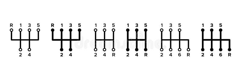 Manual Car Transmission Vector Icon Set. Gear Shifter Symbol Stock ...