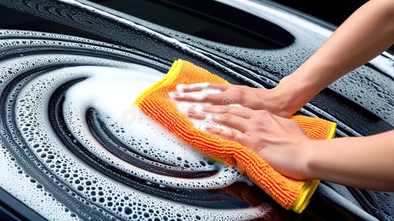 Manual car washing stock photo. Image of person, care - 334478630