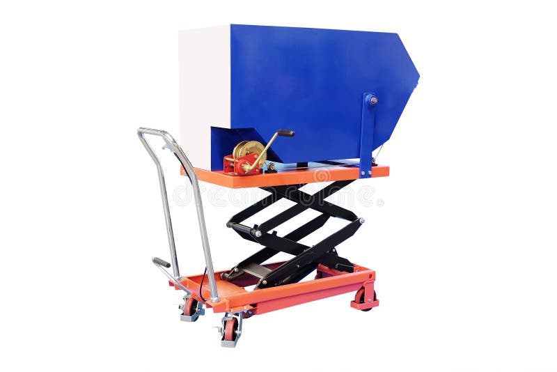 Manual Cart Elevator with a Trash Bin Stock Image - Image of industrial ...