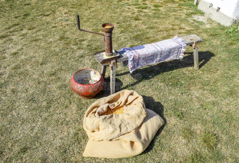 Manual Corncrusher Corn Grinding Stock Image - Image of barley, cereal ...