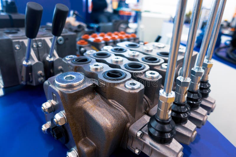 Hydraulic Distributor Device. Solenoid Valves Stock Photo - Image of ...