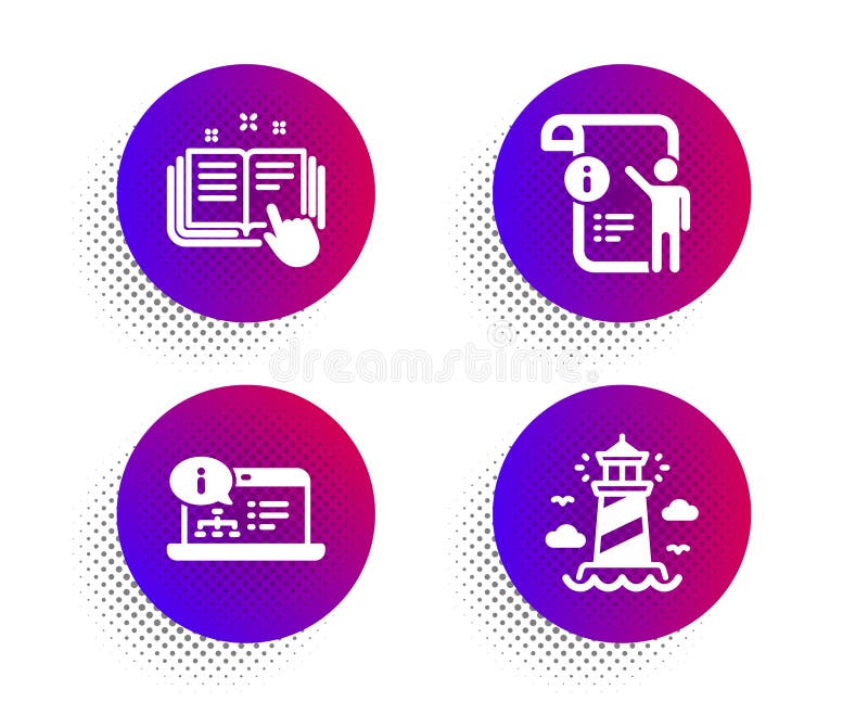 Manual Doc, Online Documentation and Technical Documentation Icons Set. Lighthouse Sign. Vector ...