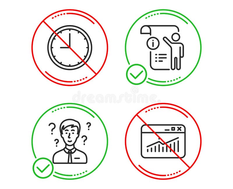 Manual Doc, Support Consultant and Time Icons Set. Website Statistics ...