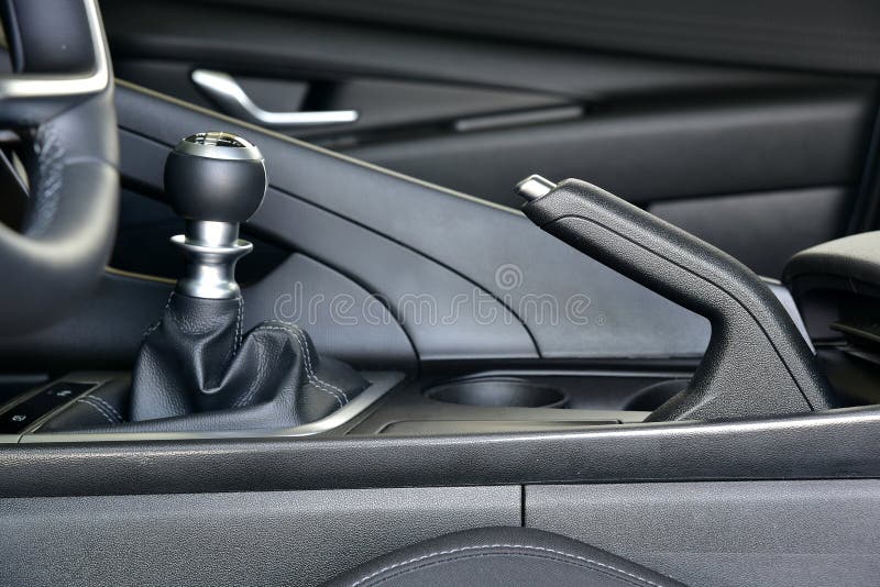 Manual Gear Shift Handbrake Inside Passenger Car Stock Photos - Free ...