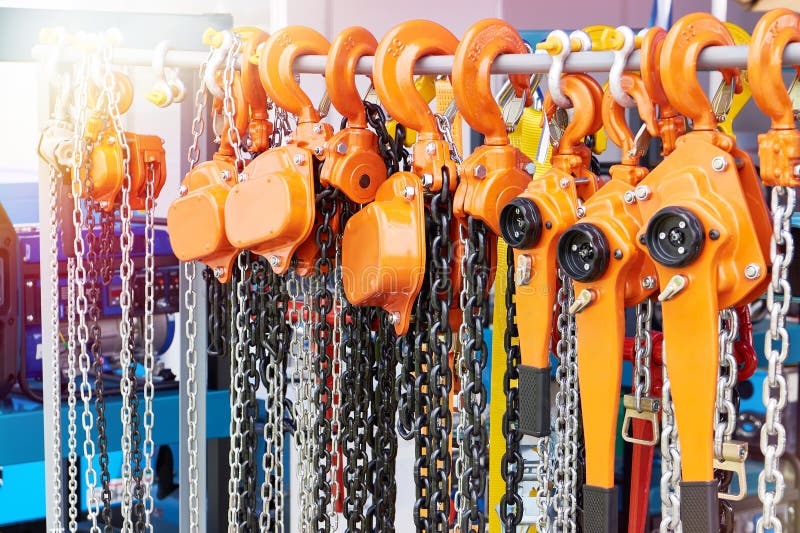 Manual Hoisting Equipments Hook and Chain Industrial Stock Image ...