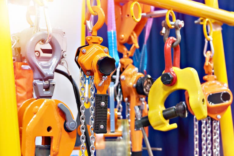 Manual Hoisting Hook and Chain Stock Image - Image of technology, hoist ...