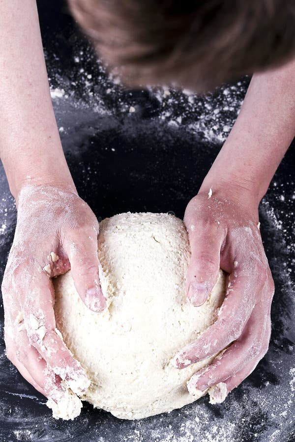Manual Kneading. Hands in Flour Stock Photo - Image of rustic, dessert ...