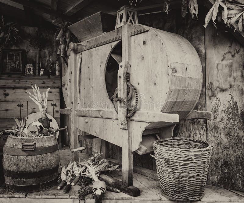 Manual Machine Used To Shell the Corn. Stock Image - Image of remove ...