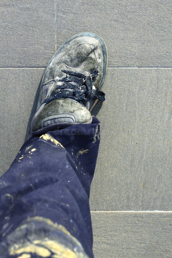 Manual Man Worker Old Shoes Detail High View Stock Image - Image of ...