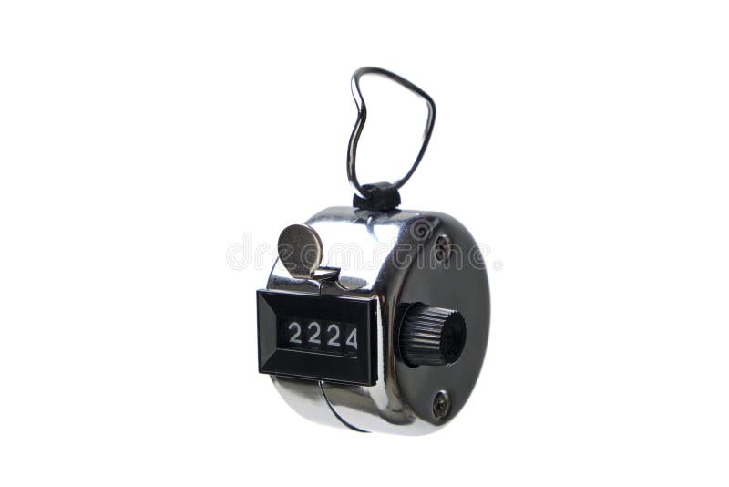Manual Mechanical Counter for Accurate Counting in Your Hand Green Background. Stock Photo ...