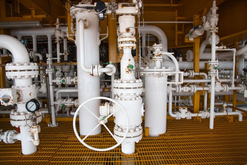 Manual Operate Ball Valve at Offshore Oil and Gas Central Processing ...