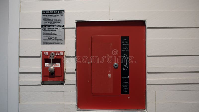 Manual Pull Station and Communication Station Attached To Office Wall ...