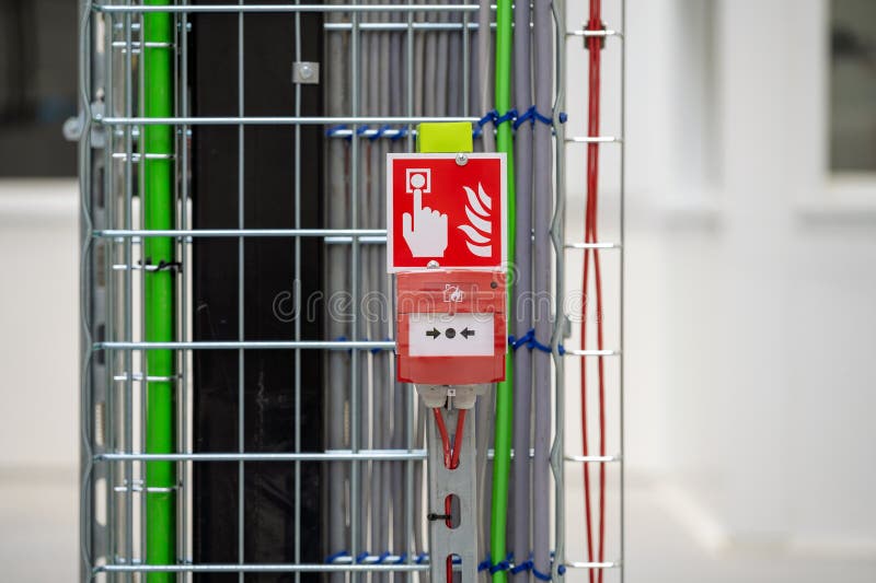 Manual Pull Station and Information Sign Close Up Photograph Stock ...