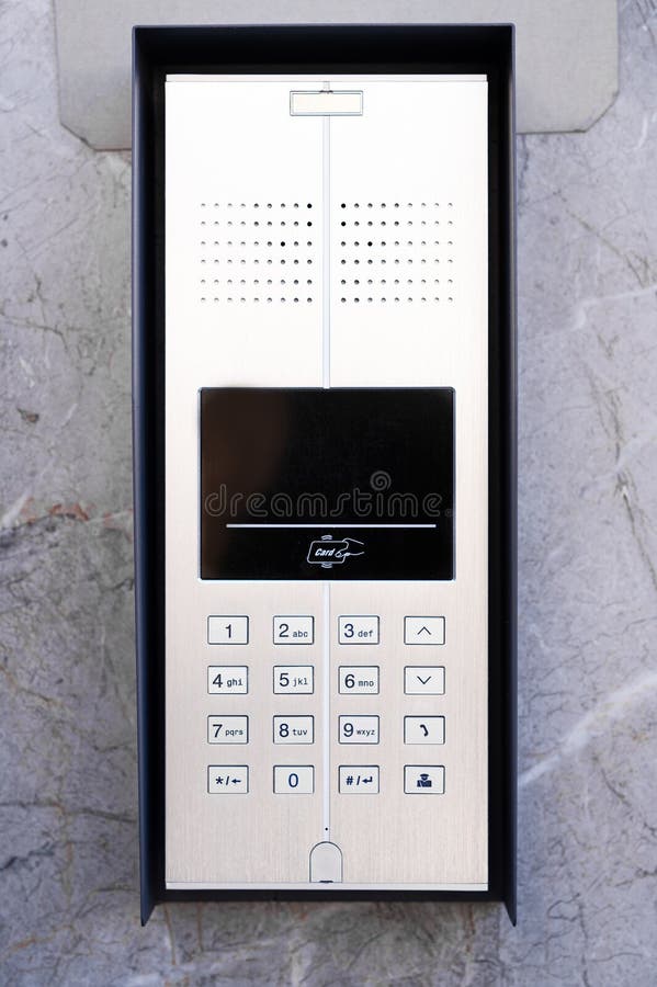 Manual Push Button, Metal Keypad of Access Systems Installed on Marble ...
