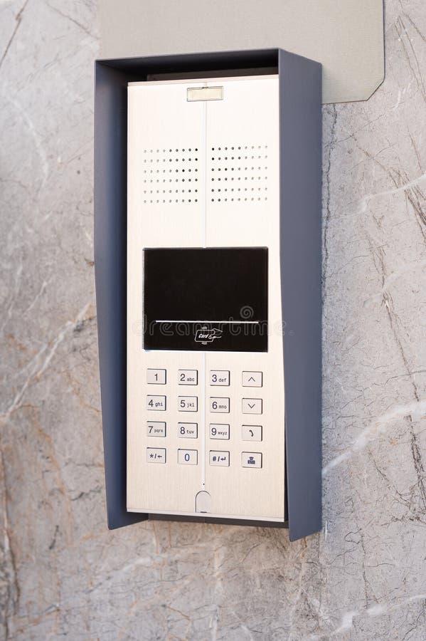 Manual Push Button, Metal Keypad of Access Systems Installed on Marble ...