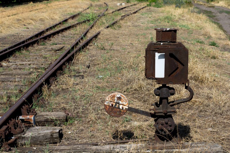 Manual Rail Road Switch at Rail Junction Stock Photo - Image of ...