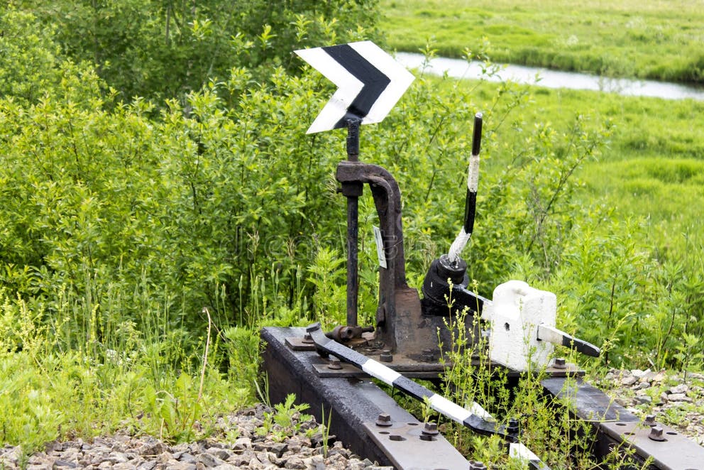 Manual Railroad Switch Arrow. Old Railroad Arrows Stock Image - Image ...