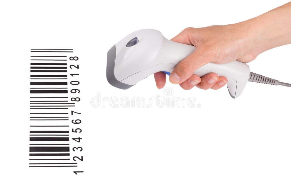The Manual Scanner of Bar Code in a Female Hand Stock Photo - Image of ...