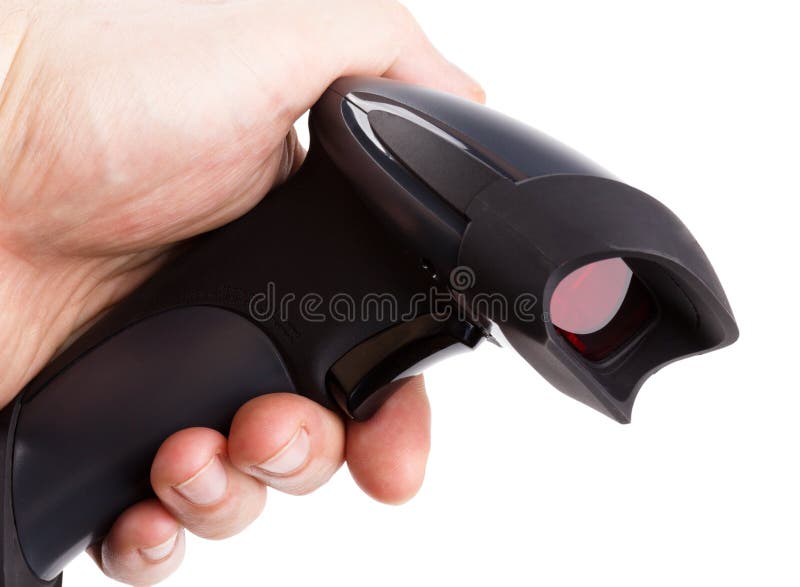 The Manual Scanner of Bar Codes in Man Hand Stock Image - Image of ...
