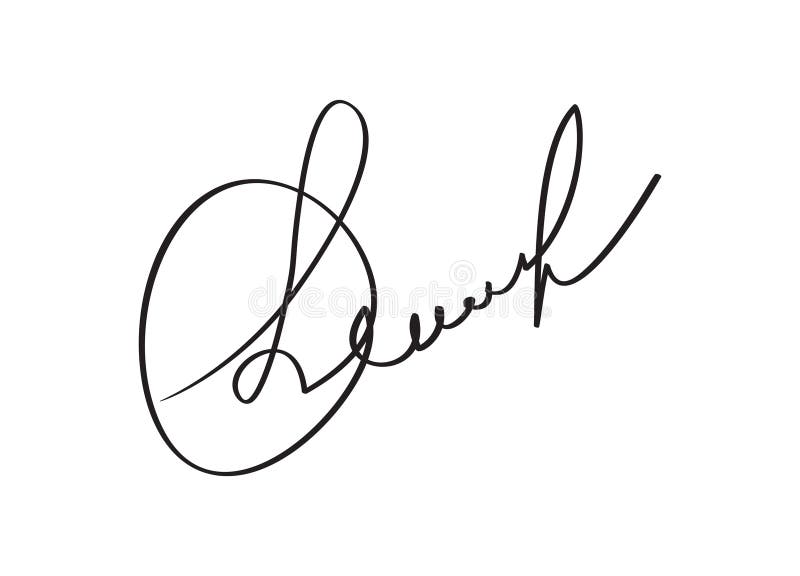 Manual Signature for Documents on White Background. Hand Drawn ...