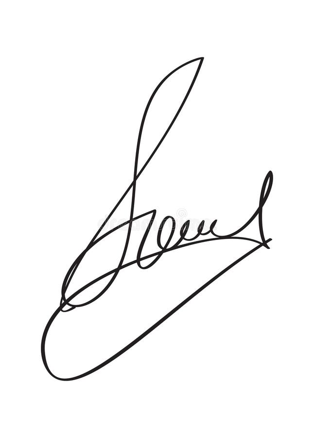 Manual Signature for Documents on White Background. Hand Drawn ...