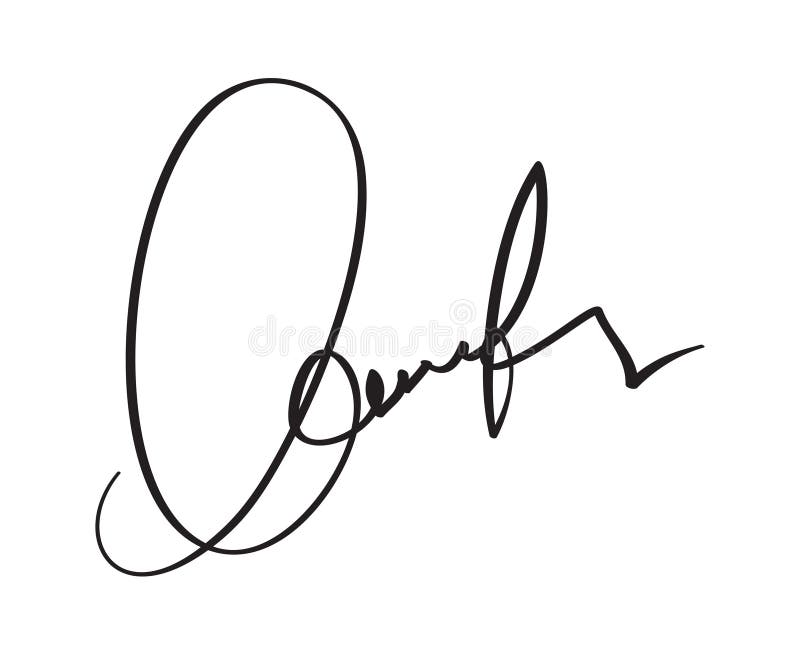 Manual Signature for Documents on White Background. Hand Drawn ...