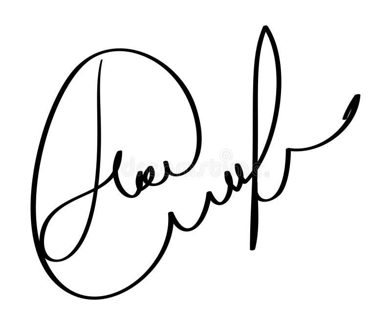 Manual Signature for Documents on White Background. Hand Drawn ...