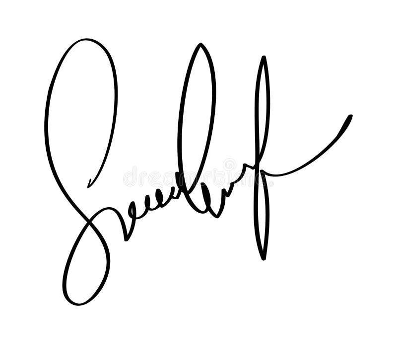 Manual Signature for Documents on White Background. Hand Drawn ...